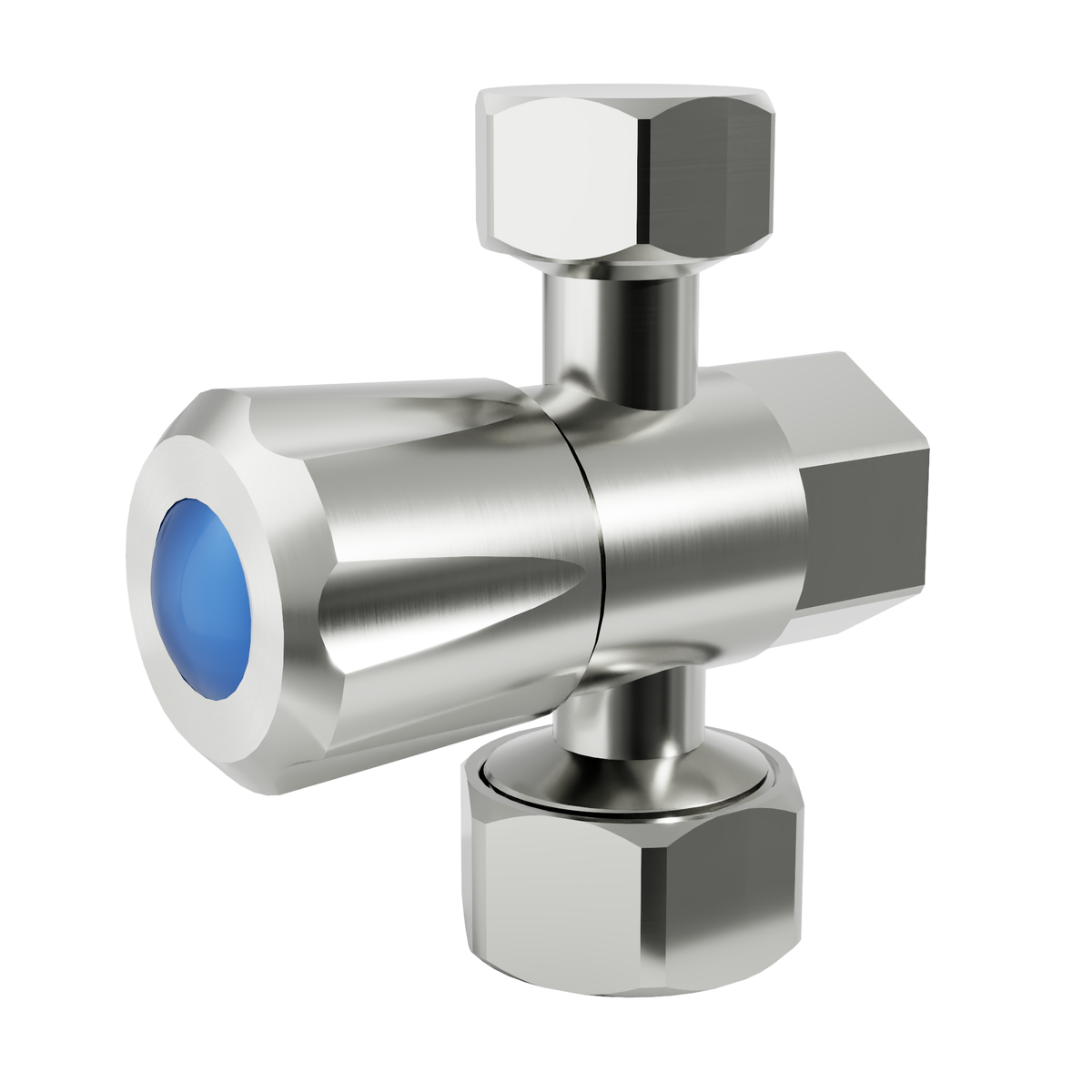DN15 15x15x20mm 1/4 Turn C/D Three Way Stop Tap Brushed Stainless Stee ...